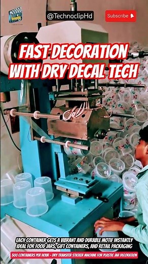 500 Containers per Hour – Dry Transfer Sticker Machine for Plastic Jar Decoration