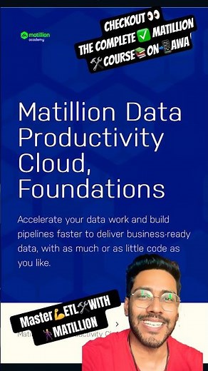 MASTER💪ETL🛠️ | MATILLION | NEW📲COURSE 📚| #datanalytics #dataengineering #matillion #etl #shorts