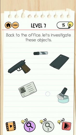 Brain Test 2 Level 7 Agent Smith, back to the office, let's investigate this objects.