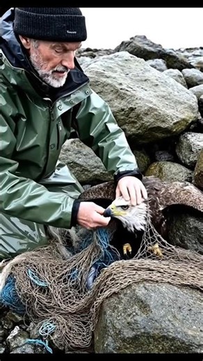 Eagle 🦅 Trapped in Net… What Happened Next Will Shock You 🦅#EagleRescue#AnimalRescue#kindman
