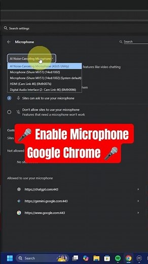 Enable Microphone & Select Your Mic on Google Chrome