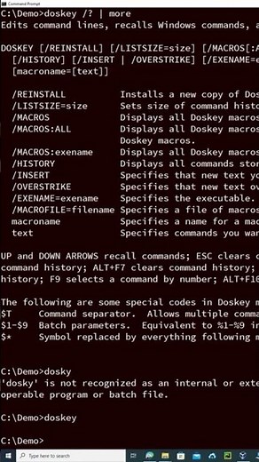 Windows: DOSKEY /history