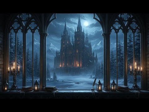 Medieval Castle Winter View – Relaxing Ambient Music & Calming Snow for Study and Sleep