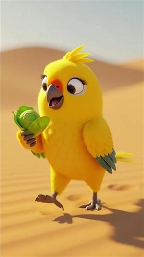 Hungry Parrot in the Desert 🐥🌵 | 3D Short Story 💞 #shorts #parrot #story #ai #trending