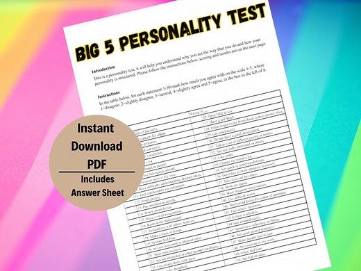Big 5 Personality Test: Printable Psychological Assessment (PDF) - Etsy