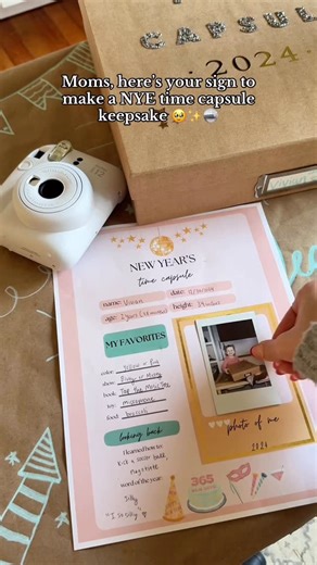 Nattie Jo Powell on Instagram: "Every year we make a New Year’s Eve time capsule keepsake box to open a year later and look back on🥹✨🪩⭐️ If you’re a sentimental mom too, try this tradition out🤍 #nye #nyewithkids #newyears #DIY #diymom #keepsake #timecapsule #sentimentalmom #motherhoodjourney"