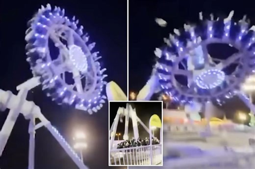 Amusement park ride snaps in half, injuring more than 20 as horrified onlookers run for cover: video