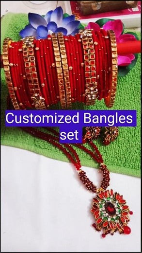 Customized silk thread jewellery set part#16# kundan stone bangles #crystal beads necklace #stud