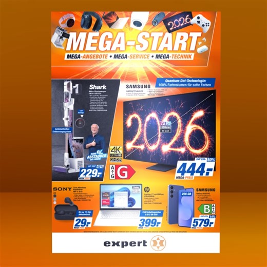 2026 startet durch! 🚀 Mit Vollgas ins neue Jahr – bei expert wartet ein Technik-Feuerwerk auf dich! ✨ Sichere dir jetzt 🔥 unschlagbare Angebote, 💪 erstklassigen Service und 🧡 persönliche Beratung rund um deine Lieblingstechnik. So macht der Start in 2026 richtig Spaß! 😍 🔗 Jetzt Beilage durchblättern 👇 https://expert.publishing.one/1907443/werbung/ Und das Beste: Du profitierst von cleveren Lieferoptionen 🛠️📦, 30 Tage XXL-Umtauschrecht & Preisgarantie* 🙌 Shoppe direkt online oder erlebe