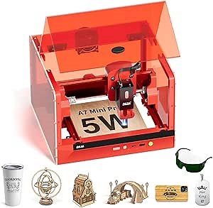 DAJA A7Pro mini Enclosed Laser Engraver and Cutter Machine, Engraving Machine High Precision Engraving Machine for Cutting Wood,Acrylic, Plastics 4.7 x 4.7 inches (A7Pro+5.5W)