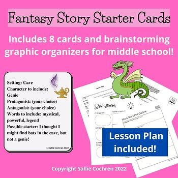 Fantasy Story Starter Cards/Middle School Fictional Narrative Writing Prompts