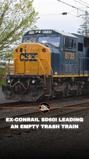 VOLUME UP! 🔊 CSXT SD60I No. 8735 and CSXT SD40-2 No. 8870 lead train Q702 (unit trash empties) up the hill through CP TRENT at West Trenton, New Jersey on a beautiful spring morning. The locomotives, the train symbol, and the alignment through West Trenton have all since been removed or modified. 8735 was built in 1995 as Conrail No. 5609, was retired by CSX in 2017 and then sold to LTEX. 8870 was built in 1966 as Kansas City Southern SD40 No. 605, was later purchased by Conrail and rebuilt as 