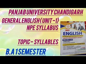 B.A 1 SEMESTER GENERAL ENGLISH NEP SYLLABUS PANJAB UNIVERSITY CHANDIGARH