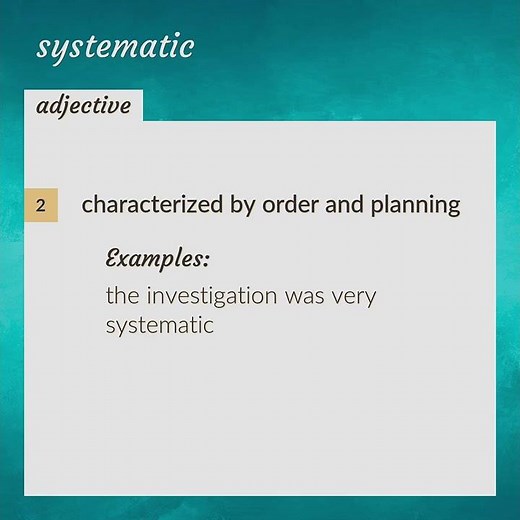 Systematic | meaning of Systematic