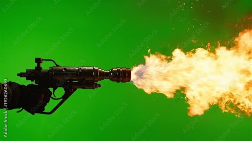 A gun firing with a large muzzle flash against a green background from a side viewpoint, showing the action and firearm details in a video clip referenced as 0225(96).mp4