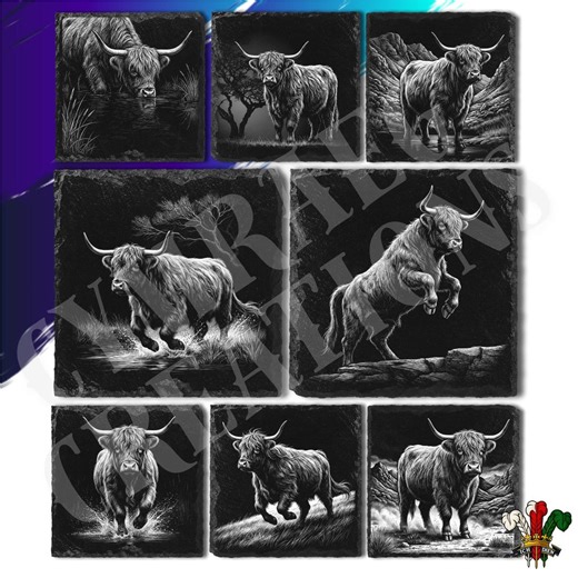 Highland Cow Laser Engraving Files Bundle — PNG Designs for Glowforge & Lightburn, Commercial Use Too - Etsy