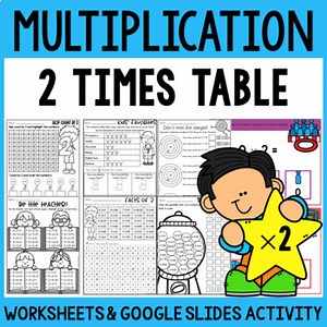 Multiplication Facts Practice Worksheets 2 Times Table and Google Slides™ Cards
