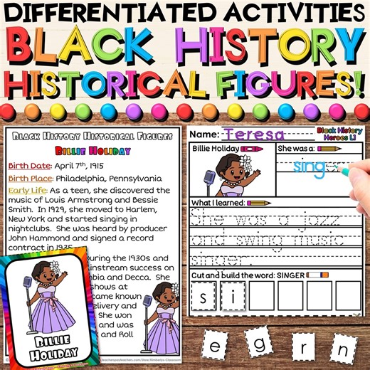 Black History Worksheets - Teaching Materials and Informative Writing Activities - Set 1 - Etsy