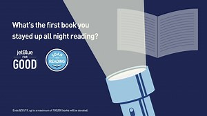 “Just one more chapter!” -said everyone, at some point. We’re donating books to communities with limited access when you share your reading stories with us using #BookDrop. https://bit.ly/2LSum7W | JetBlue