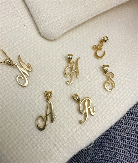 14k or 10k Solid Gold Cursive Initial Charm, Cursive Initial Pendant, Personalized Gift Alphabet Cursive Gold Letter Necklace 585 Stamped - Etsy