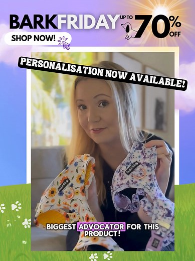 Meet the harness built for Houdini dogs. Adjustable. Escape-proof. Comfy. Cute. And now… personalisation is finally available. Bark Friday = up to 70% OFF. 🐾🔥 | Pawfect Pals