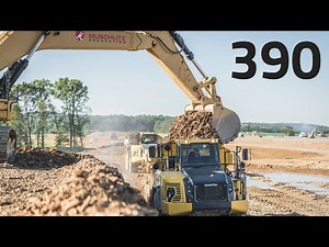 CAT 390F Excavator Loading Trucks for 13 Minutes in 4K