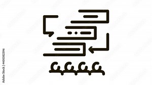 Employees Planning Work Icon Animation. black Employees Learning Sequence Of Communication animated icon on white background