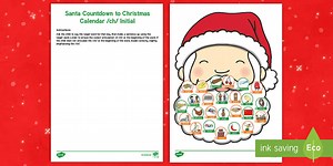 Santa Countdown to Christmas Calendar /ch/ Initial Worksheet