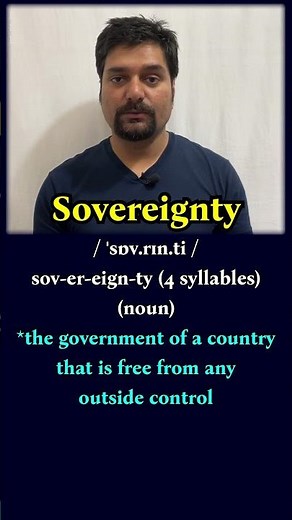 “Sovereignty” ~ meaning with examples #englishvocabulary #wordmeaning #englishpractice