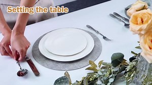 13" Round Placemats Set of 6, Reversible Faux Leather Heat Resistant Table Mats, Waterproof Oilproof Wipeable Table Protective Placemats for Vinyl, Washable for Indoor & Outdoor Use (6, Light Grey)