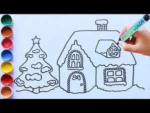 How to draw a Christmas Gingerbread House | Drawing Gingerbread House, Christmas painting easy steps