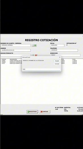 Aprende a crear sistema de cotización en Excel #excel #cotizaciones