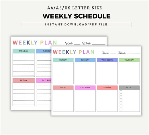 Student Weekly Planner Printable PDF | School Homework Organizer | A4 A5 US Letter | Sun | Study Planner for Students (instant Download) - Etsy