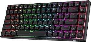 RK ROYAL KLUDGE RK84 Wireless RGB 75% Triple Mode BT5.0/2.4G/USB-C Hot Swappable Mechanical Keyboard, 84 Keys Wireless Gaming Keyboard w/High-Capacity Battery, Quiet Red Switch