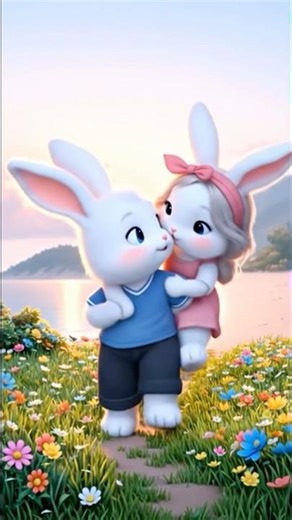 Cute Romantic Rabbits long drive 🌸🐇 | walking through grasses | #Shorts
