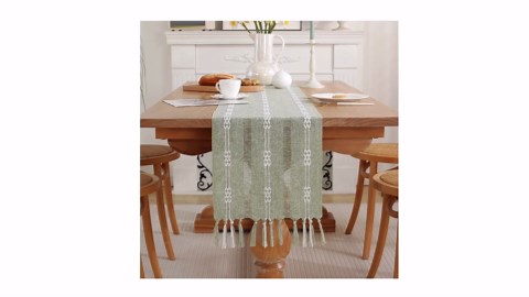 Rustic Boho Table Runner, Kitchen Table Runner, Farmhouse Table Runners 108 Inches Long for Dining Table Decor, 13x108 Inches, Light Coffee Lines