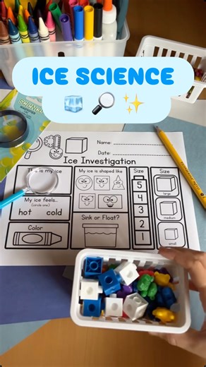 Learning Core on Instagram: "🧊 🔎 $1 Ice Investigations! NEW and perfect for winter science activities! 🥶 Comment “Ice!” for link! ✨ Students will explore different aspects of their ice cube such as size, shape, color, temperature, and more. 💧 They will also do a simple “sink or float” observation experiment! 🩵 These science investigations are great for hands-on learning and ideal for Kindergarten, First Grade, and PreK. 🌟 Teachers… grab these and more in the Year Round Science & Math Inves