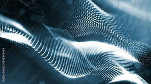 4k abstract looped backgrounds with glow particles with depth of field. Science fiction background of microworld or space. Blue surface 1