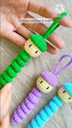 💙Crochet Worry Worm Keychain Free pattern Tutorial on YouTube step by step #crochet #shorts