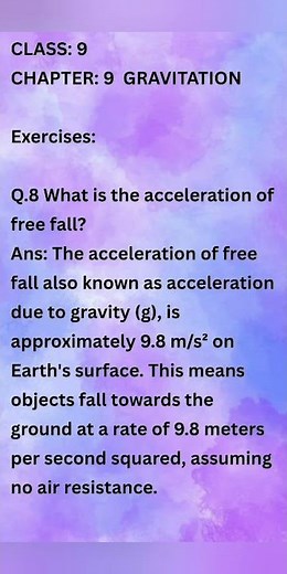 Q.8 🍅🍎🍈What is the acceleration of free fall? #class9 #chapter9 #gravitation #physics #physicsshorts