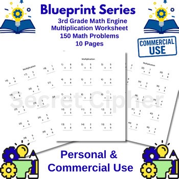 Blueprint Lab: Vertical Multiplication Facts 1–9 | 150 Problems | Commercial Use