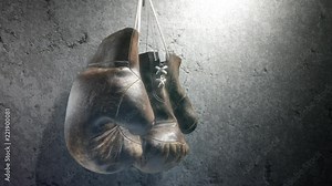 Boxing gloves on the wall. Animation with alpha channel.