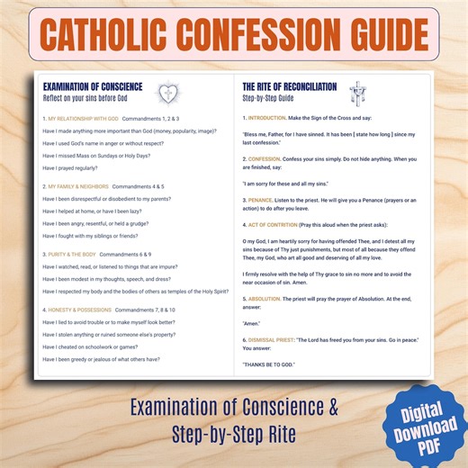Catholic Confession Guide Printable: Examination of Conscience for Kids & Teens PDF (digital Download) - Etsy Australia