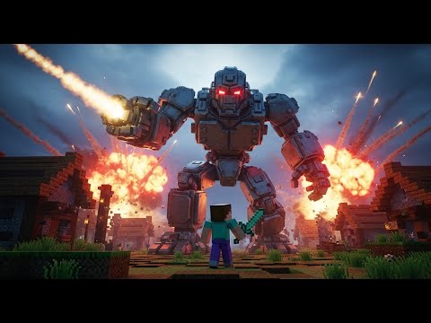 Can Steve Survive This Giant Minecraft Animation Robot Attack?