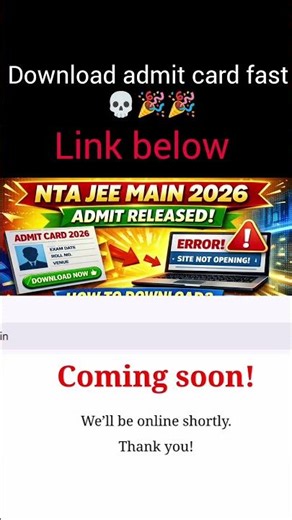 🚨🚨NTA😱 Admit Card Not Opening! | JEE Main Download Problem SOLVED 2026 ✅#ntajeemain#jeemains#shorts