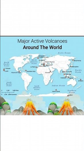 major active volcano around the world in world map