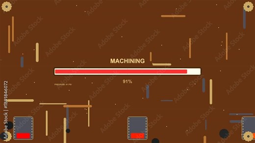 Loading animation for video editor and web designer showing progress in machining process with indicators and movement