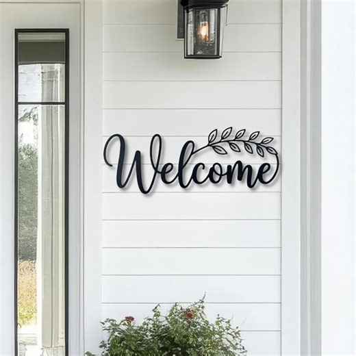 Metal Welcome Door Sign, Front Porch Entrance Wall Art, Welcome Sign, Outside Decor - Etsy