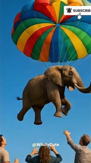Flying Elephant with a Parachute! 🐘🪂 Incredible Sky Scene