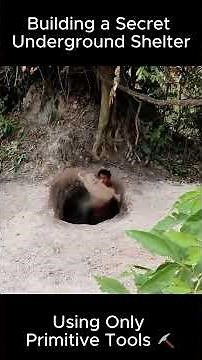 Temple Underground House Build | Primitive Skills & Swimming Pool (1 Minute) 🌿💦